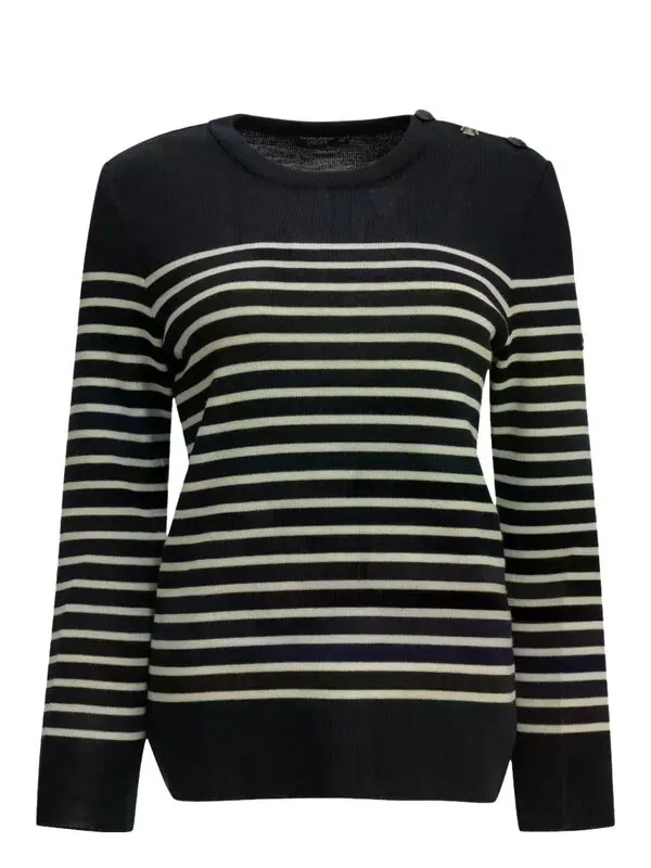 Saint James Striped Button-detail Sweater - Blue