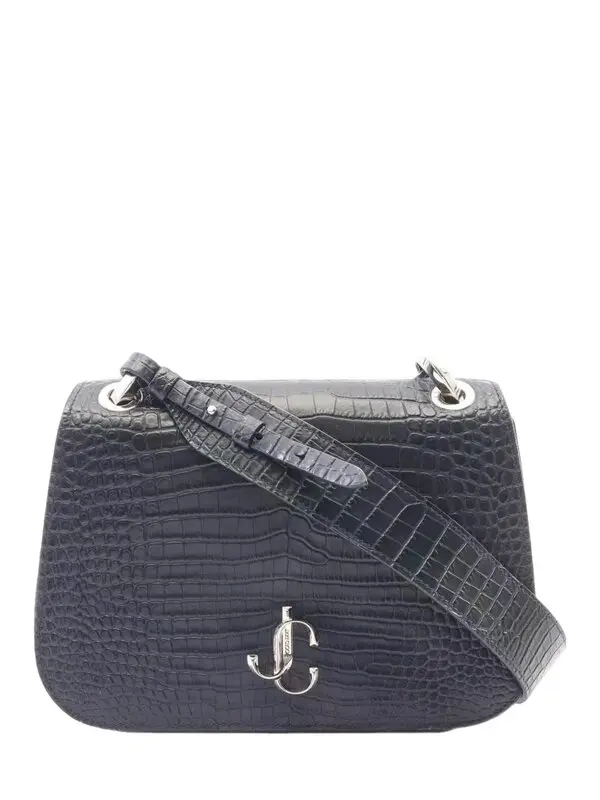 JIMMY CHOO 2010s Varenne Croc-embossed Shoulder Bag - Blue