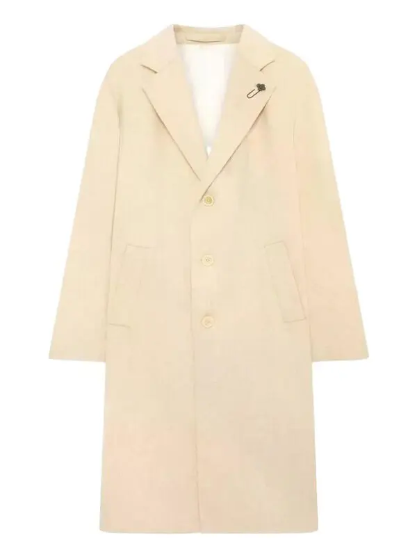 LARDINI Single-breasted Wool Coat - Neutrals