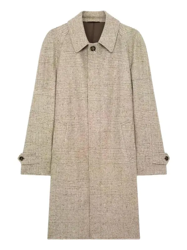 LARDINI Prince Of Wales Tweed Coat - Neutrals