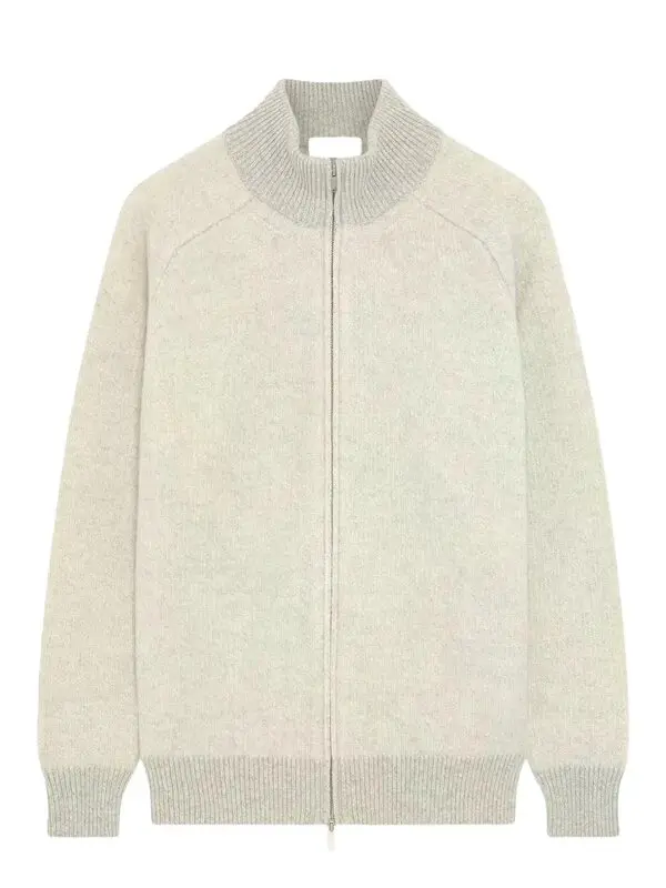 LARDINI Ribbed-knit Zip-up Cardigan - Neutrals