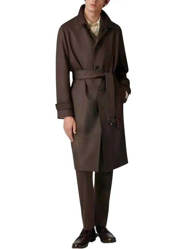 LARDINI Single-breasted Wool Trench Coat - Brown