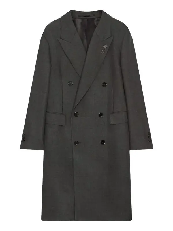 LARDINI Double-breasted Peaked-lapel Coat - Grey