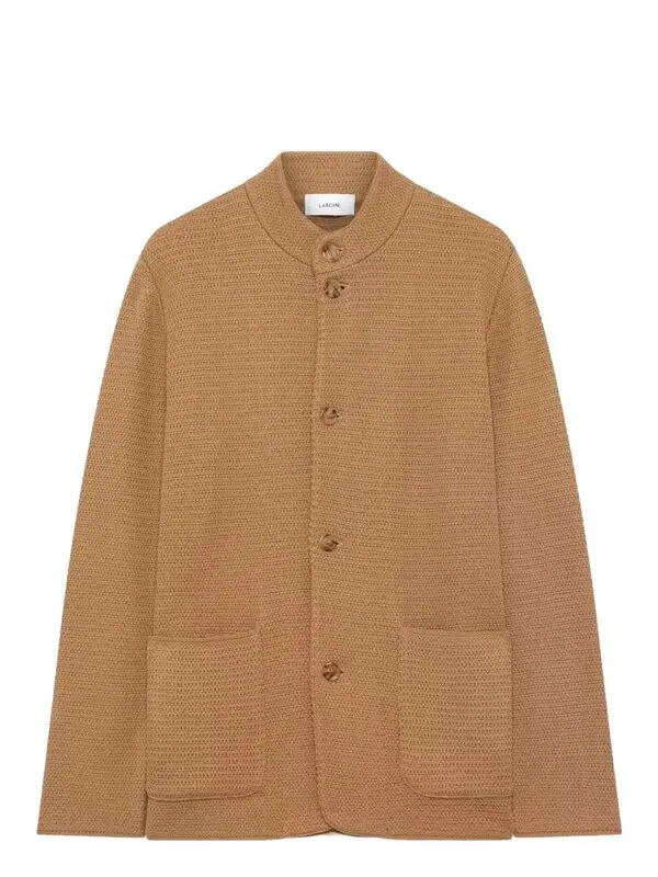 LARDINI Mandarin-collar Basket-stitch Cardigan - Neutrals