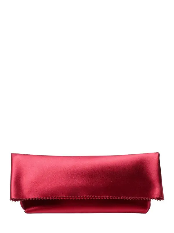 Michael Kors Isabella Satin Foldover Clutch In By - Red