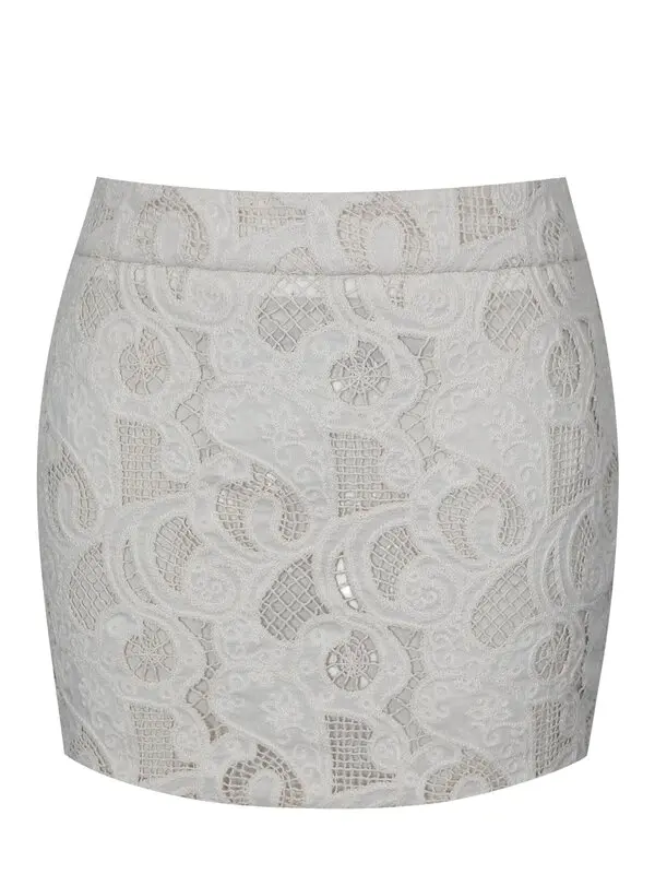 MISS CIRCLE NEW YORK Neutrals Wendy Cotton Lace Low-rise Mini Skirt - Beige