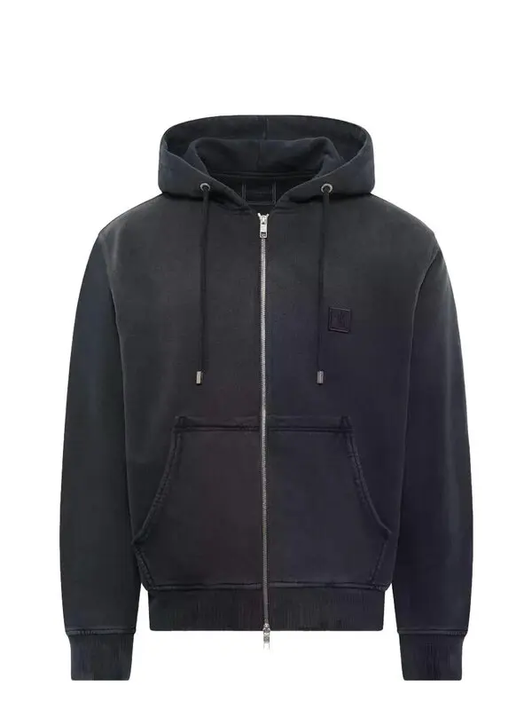 WOOYOUNGMI Washed Logo-print Hoodie - Grey