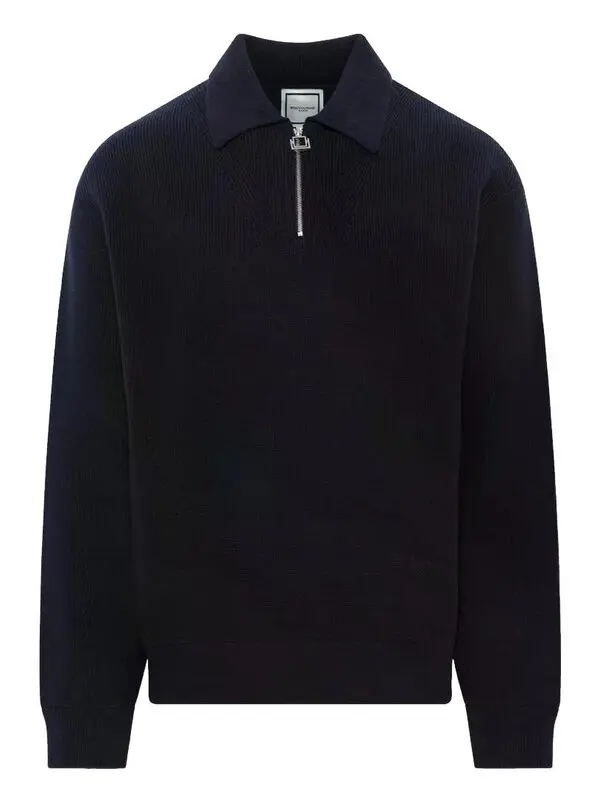 WOOYOUNGMI Zip-fastening Ribbed-knit Sweater - Blue