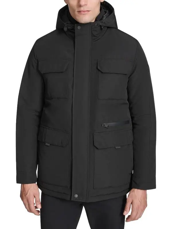 KENNETH COLE Oxford Water Resistant Parka - Black