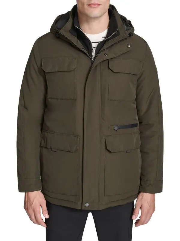 KENNETH COLE Oxford Water Resistant Parka - Olive