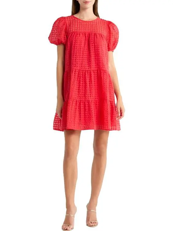 SUGARLIPS Darling Nest Tiered Cotton Blend Organza Minidress - Red