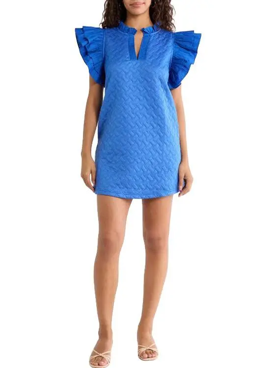 SUGARLIPS Yulia Flutter Sleeve Quilted Shift Minidress - Cobalt