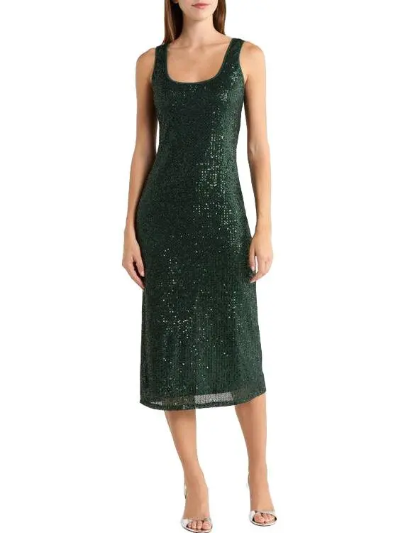 SUGARLIPS Kamari Sequin Tank Dress - Emerald