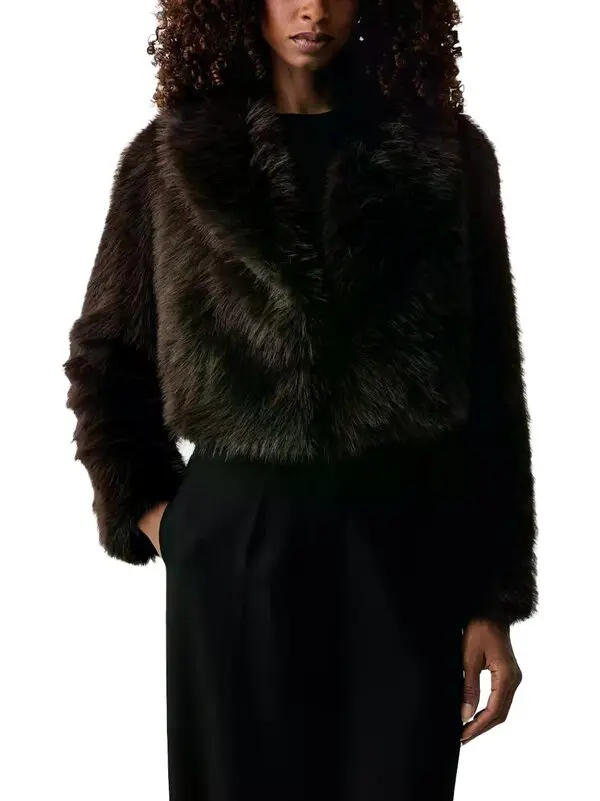 TWINSET Faux-fur Cropped Jacket - Brown