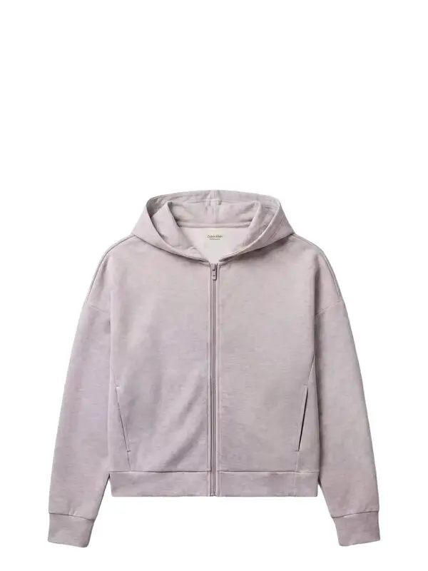 Calvin Klein Logo-embroidered Zip-up Hoodie - Grey