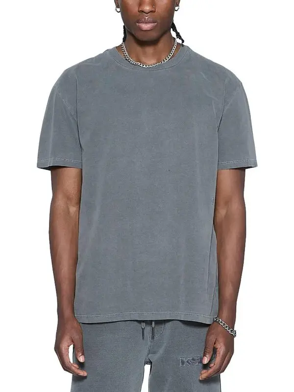 Ksubi Luxe Biggie Cotton Ringer Crewneck T-shirt - Charcoal