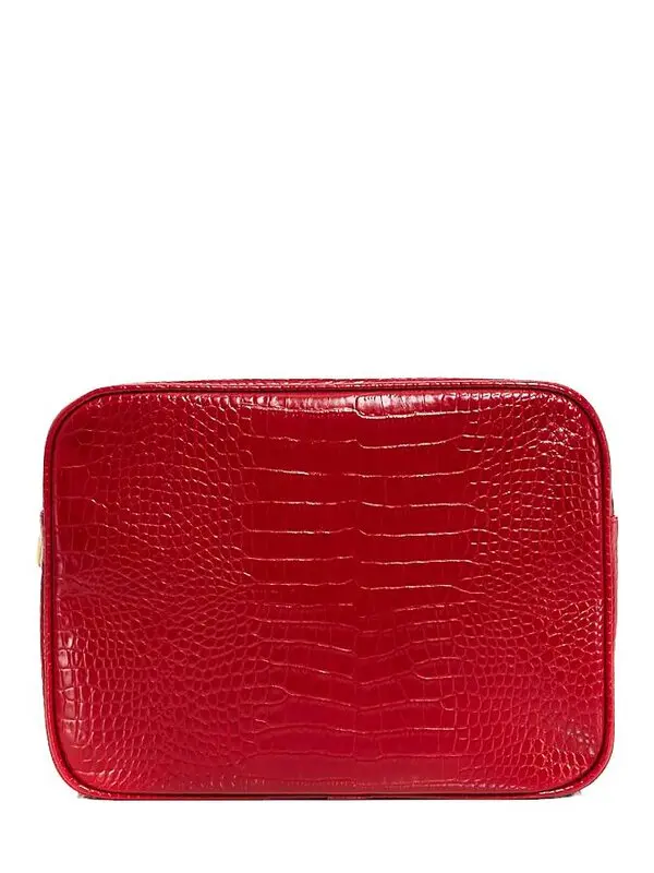 ABBODE Large Croco Embossed Pouch - Red