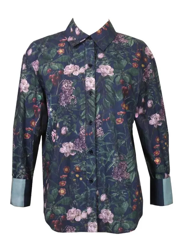 FLORA BY ALEXANDRIA Lydia Button Down In Azul Marino - Blue