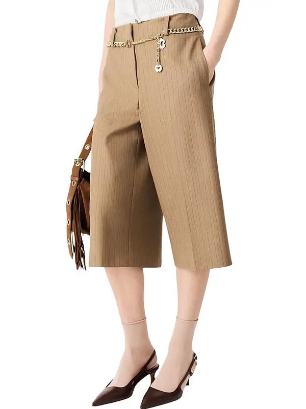 Maje Ipania Pinstriped Bermuda Shorts - Beige