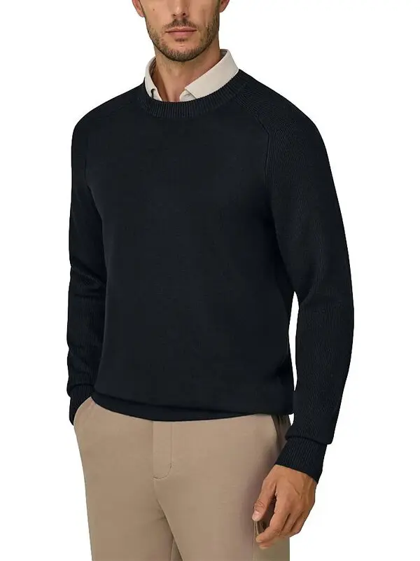 Boggi Milano Merino Wool Blend Wooltech Crew Neck - Black