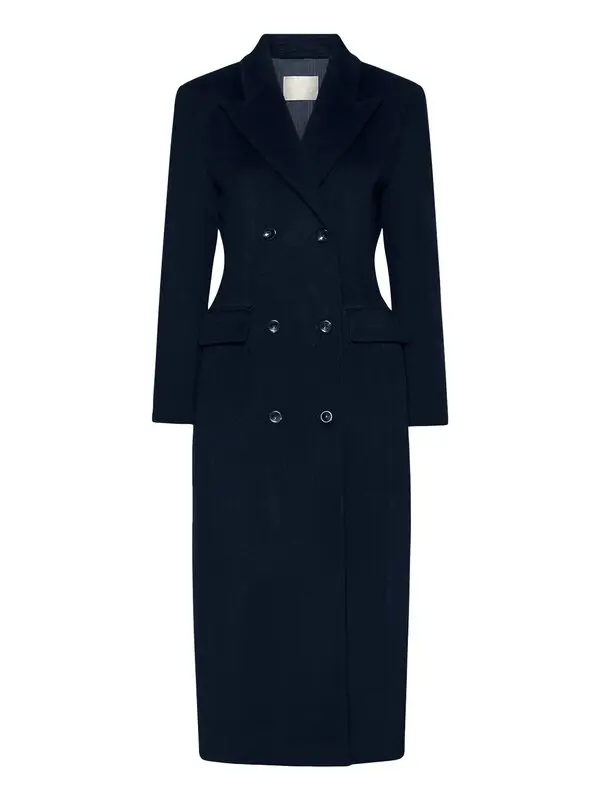 Marella Wool Double-breasted Coat - Navy