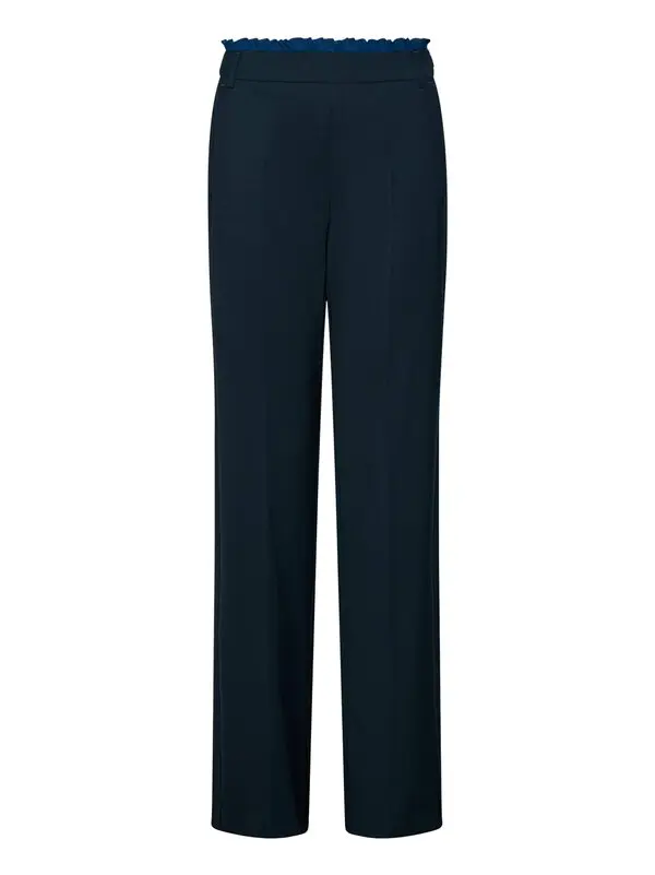 Marella Ruffle-trim Flared Trousers - Navy