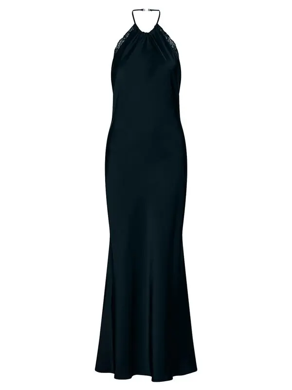 Marella Satin Halter-neck Maxi Dress - Black