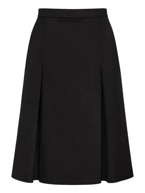 PUSHBUTTON Flared Pleated Midi Skirt - Black