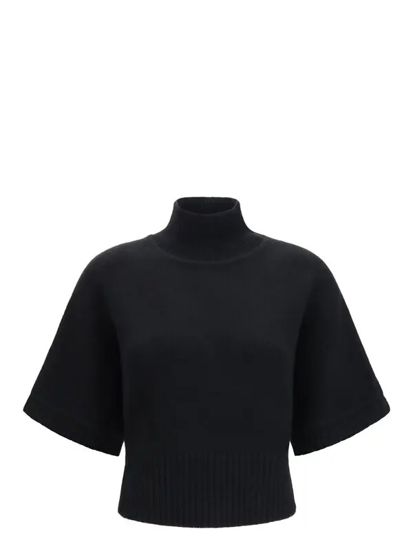 Alaïa Cropped Cashmere Turtleneck Sweater - Black