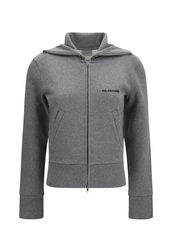Balenciaga Fitted Zip-up Hoodie Feale - Grey