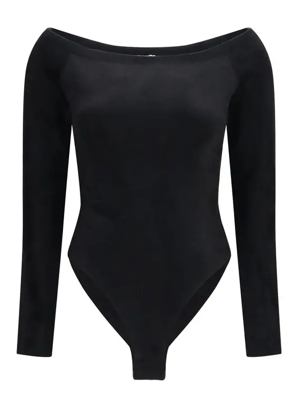 Alaïa Velvet Off-shoulder Bodysuit - Black