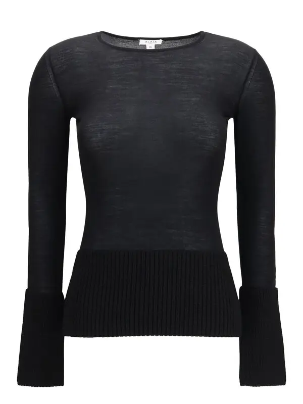 Alaïa Merino Wool Crewneck Top - Black