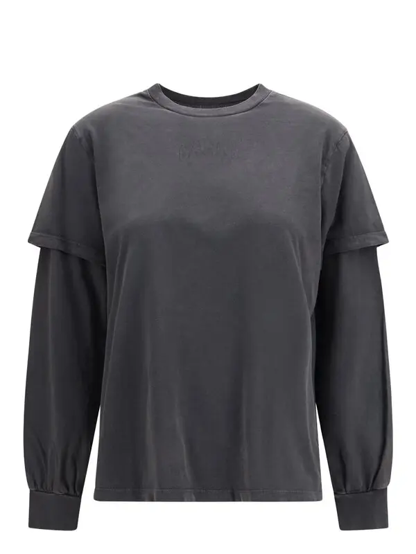 GANNI Future Heavy Jersey Long-sleeve T-shirt - Grey