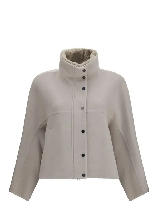 Brunello Cucinelli Double-faced Wool And Cashmere Jacket With Detachable Shearling Insert - Grey