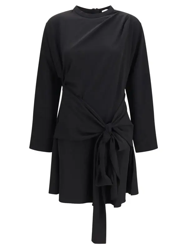 GANNI Draped-knot Crepe Mini Dress - Black