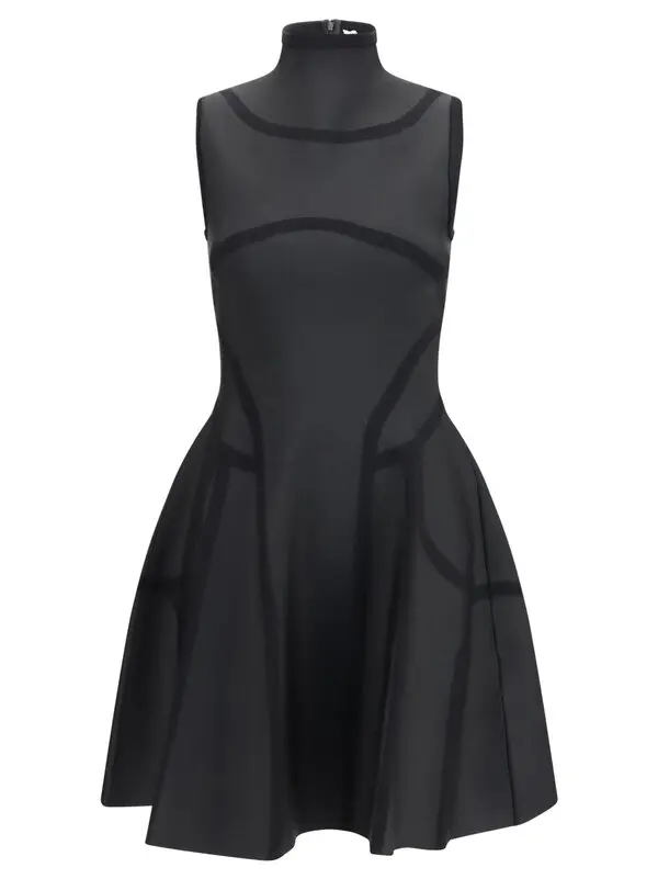 Alexander McQueen Anatomy-line Mini Dress - Black