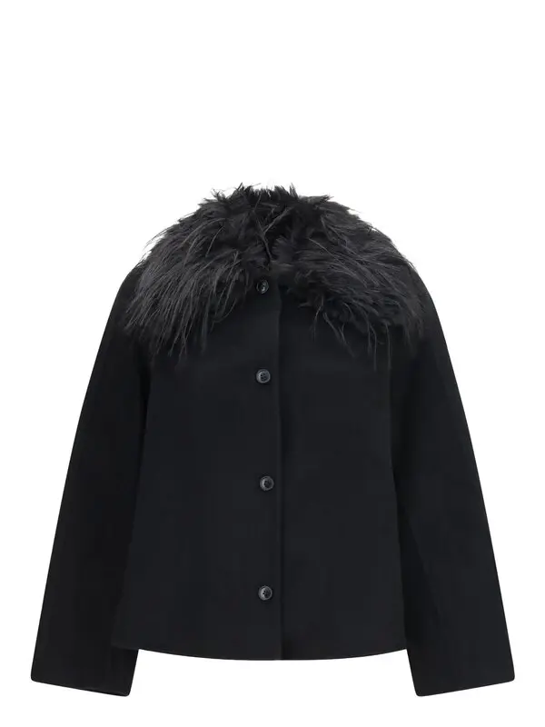 Loulou De Saison Rafe Jacket With Faux-fur Collar - Black