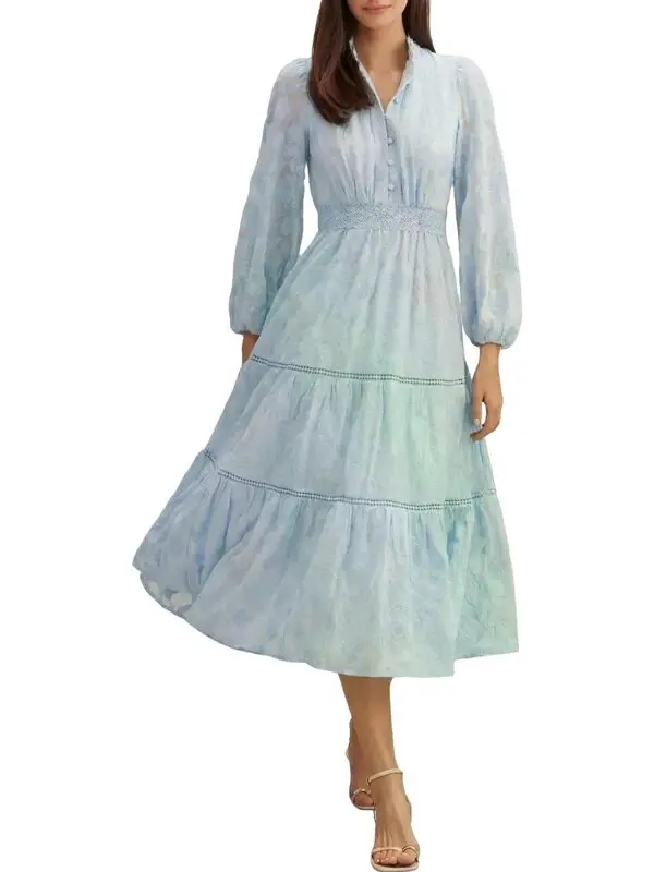EVER NEW Nala Embroidered Midi Dress - Blue
