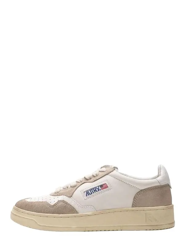 AUTRY Medalist Low Leather And Suede 'white Beige - White/beige