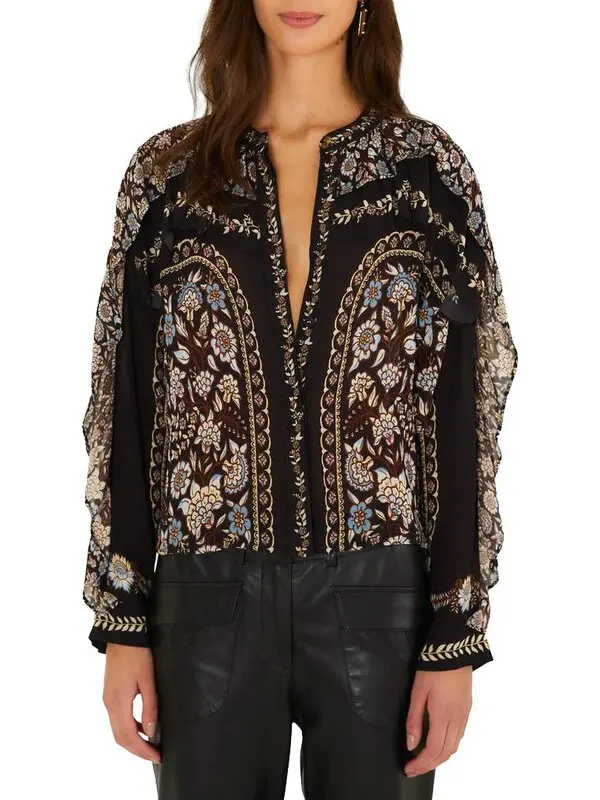 Farm Rio Daniela Long Sleeve Shirt - Daniela Black