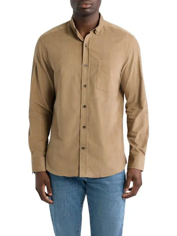 Johnston & Murphy Sherwood Corduroy Button-down Shirt - Tan