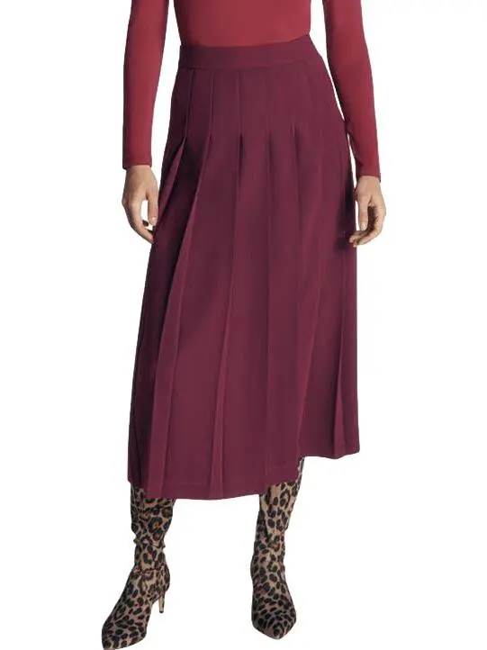 Boden Pleated Side Split Midi Skirt - Dark Cherry