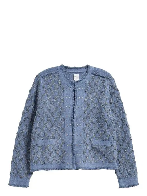 NIC+ZOE Diamond Fringe Knit Jacket - Blue Mix