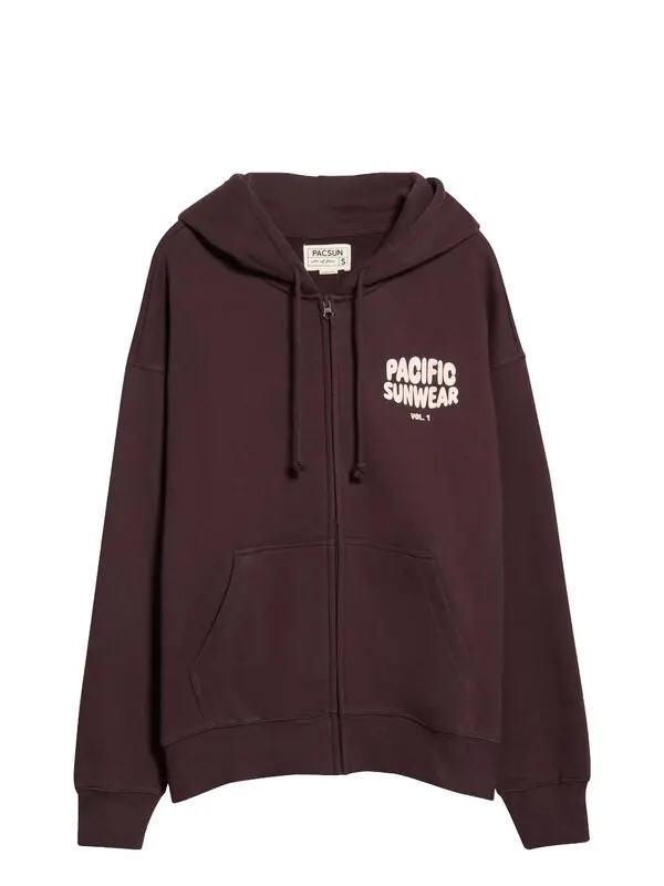 PACSUN Front Zip Hoodie - Brown