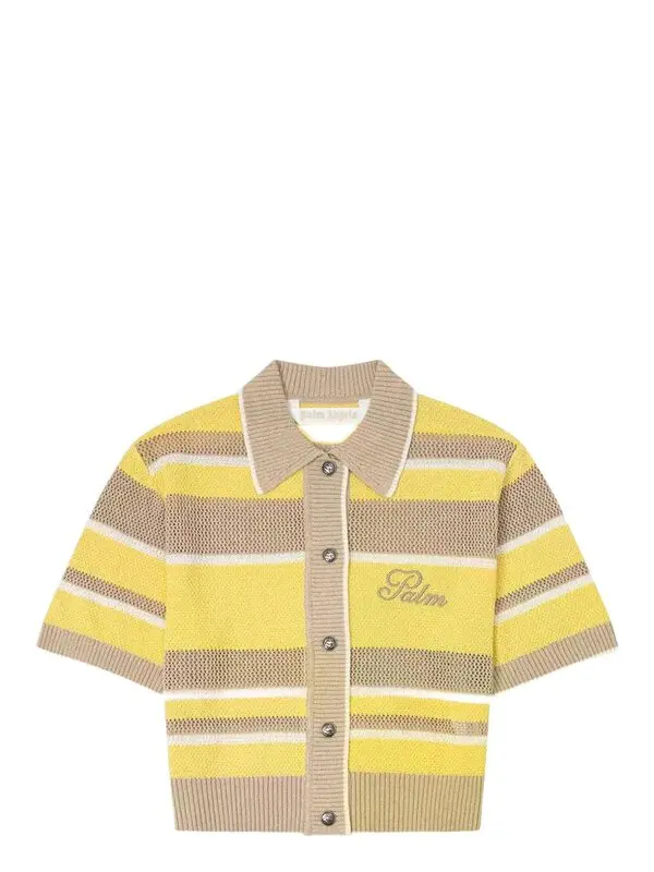 Palm Angels Striped Embroidered Cardigan - Yellow