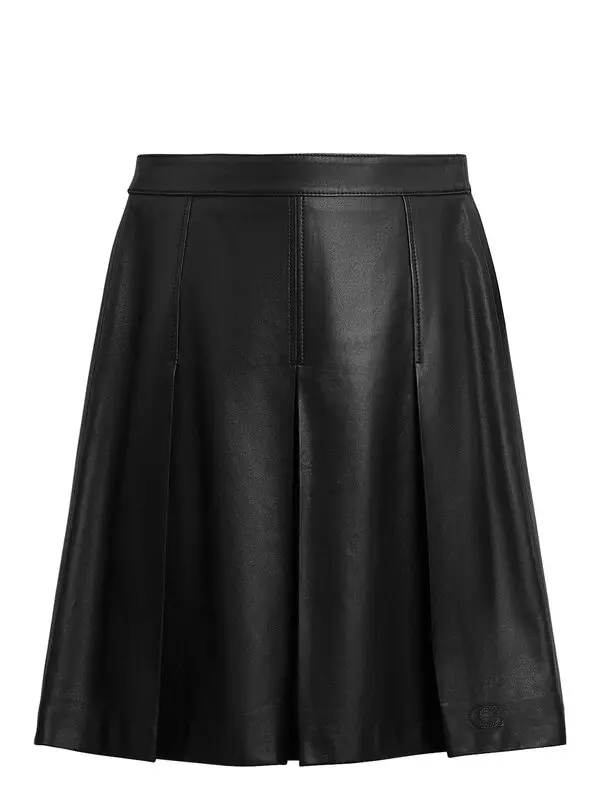 COACH OUTLET Pleated Leather Midi Skirt - Black