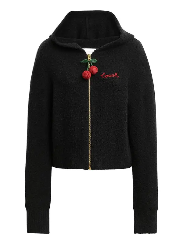COACH OUTLET Cherry Charm Knit Hoodie - Black