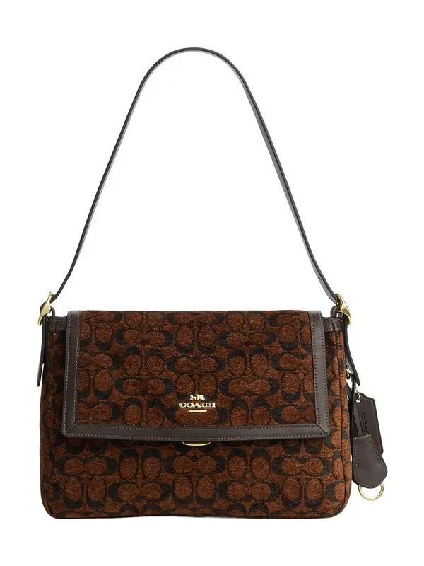 COACH OUTLET Etta Flap Bag In Signature Chenille - Gold/truffle