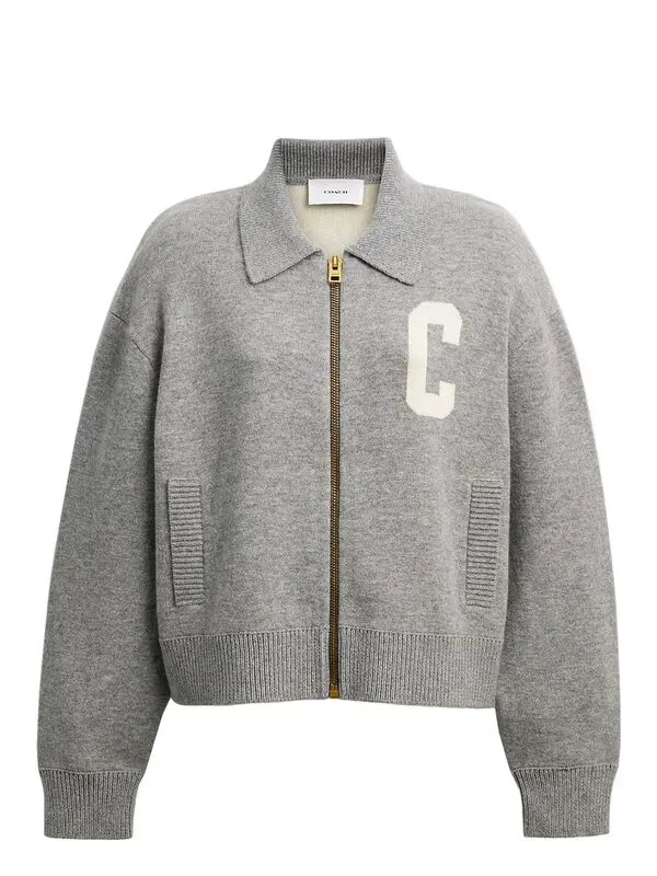 COACH Double Face Zipper Cardigan - Gray