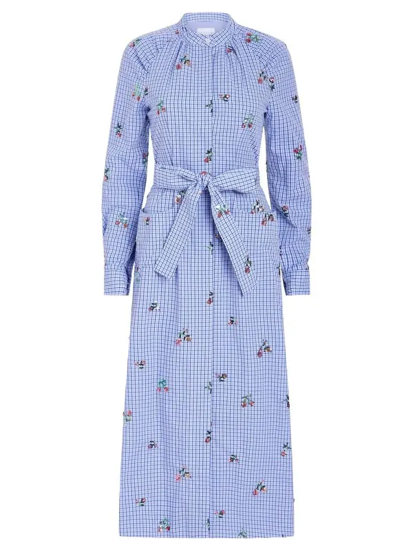 MARKARIAN Gazania Sequin Embroidered Shirt Dress - Blue